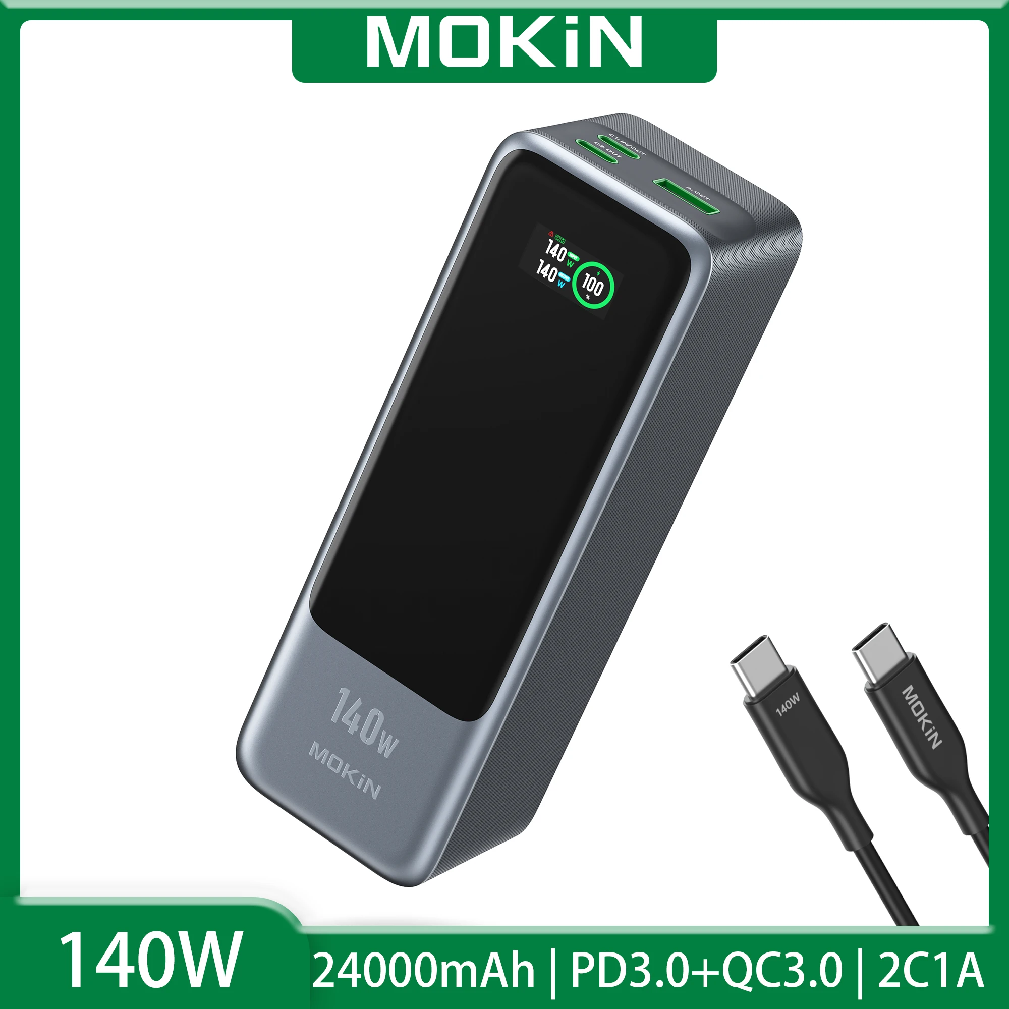 MOKiN-140W-Power-Bank-2C1A-24000mAh-Fast-Two-way-Charging-Powerbank ...
