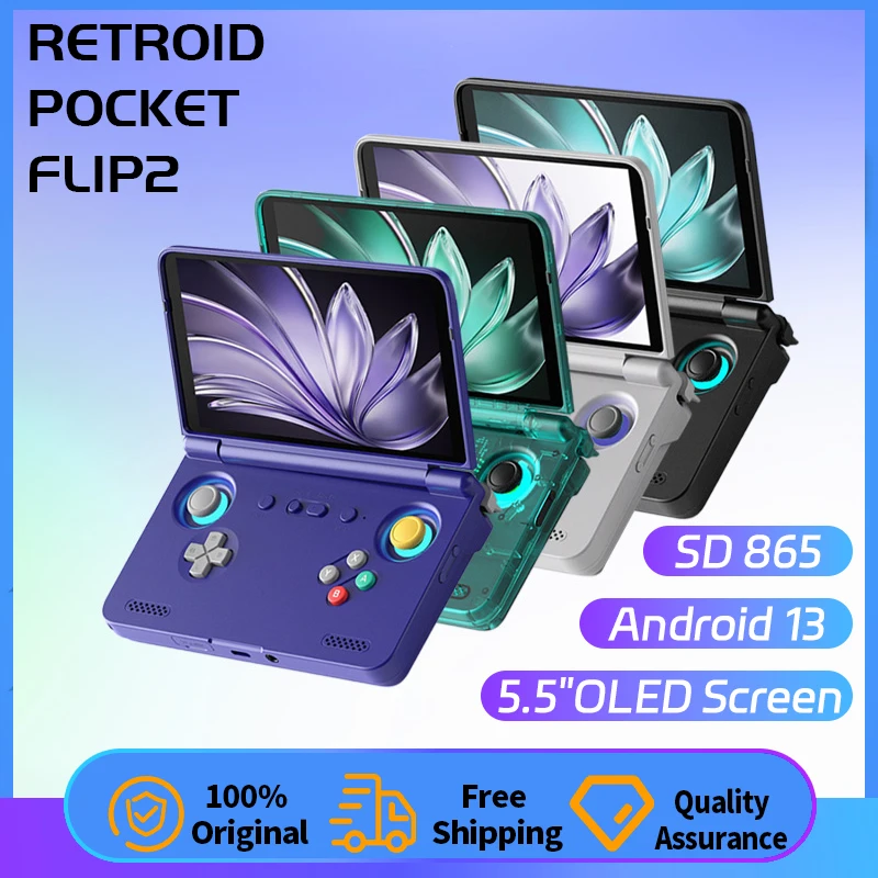 Retroid Pocket Flip2 SD865 5.5”1080p OLED WIFI6 Android Handheld ...