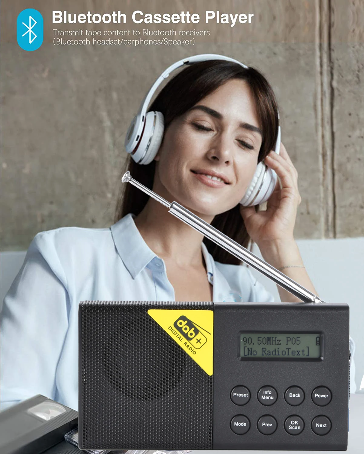 Portable Radio Receiver DAB / DAB+ FM Digital Radio Rechargeable ...