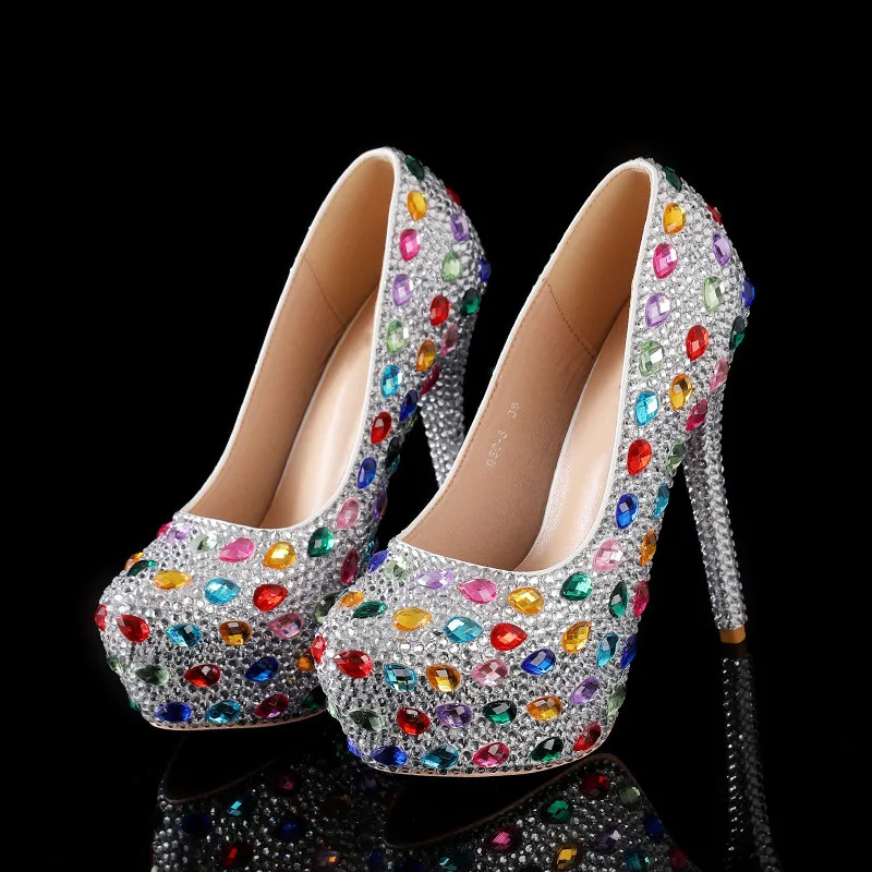 Bling Bling Luxury Rhinestones Diamond Women Pumps 14cm Ultra High ...