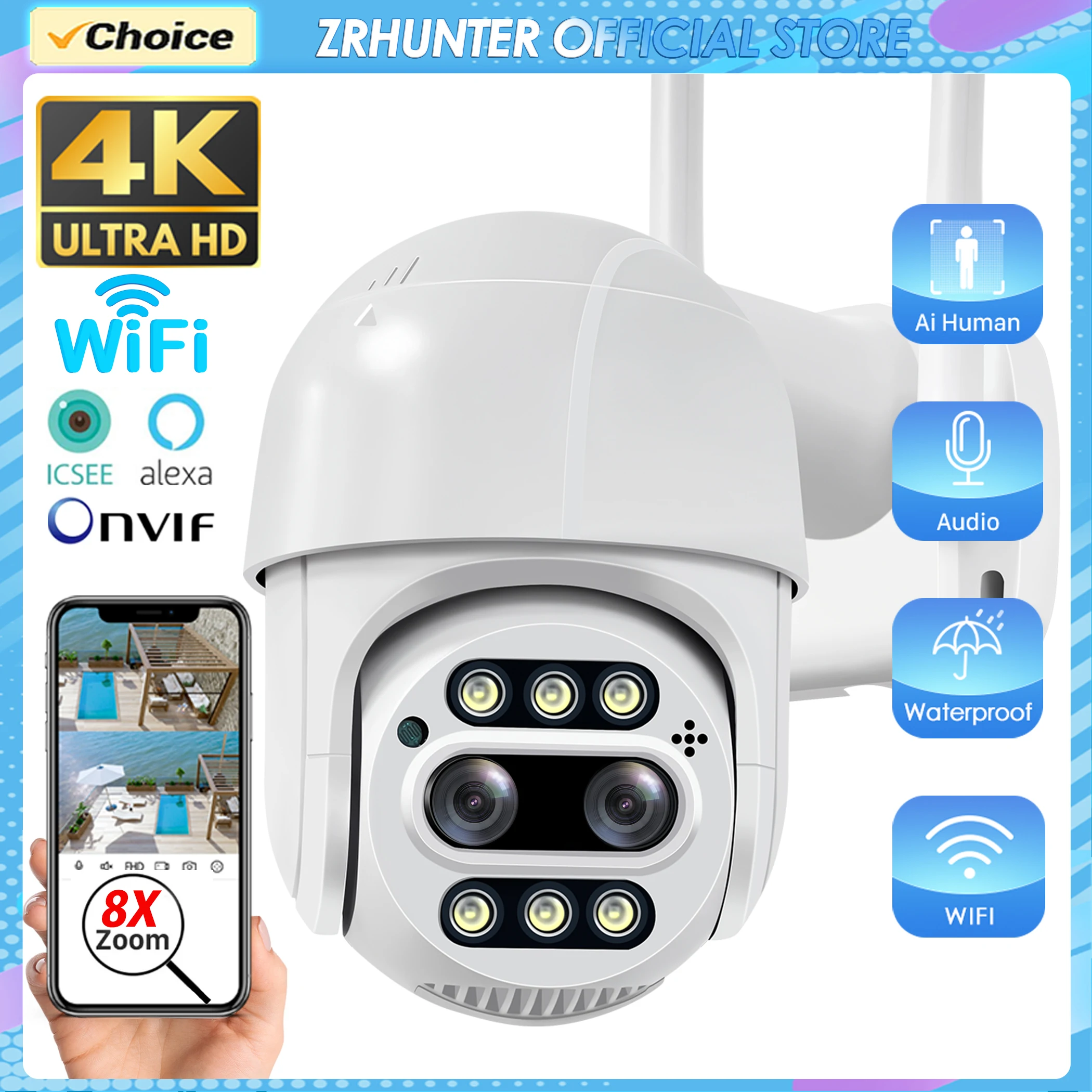 8MP-4K-Dual-Lens-WIFI-Camera-PTZ-8X-Digital-Zoom-4K-AI-humanoid-Auto ...