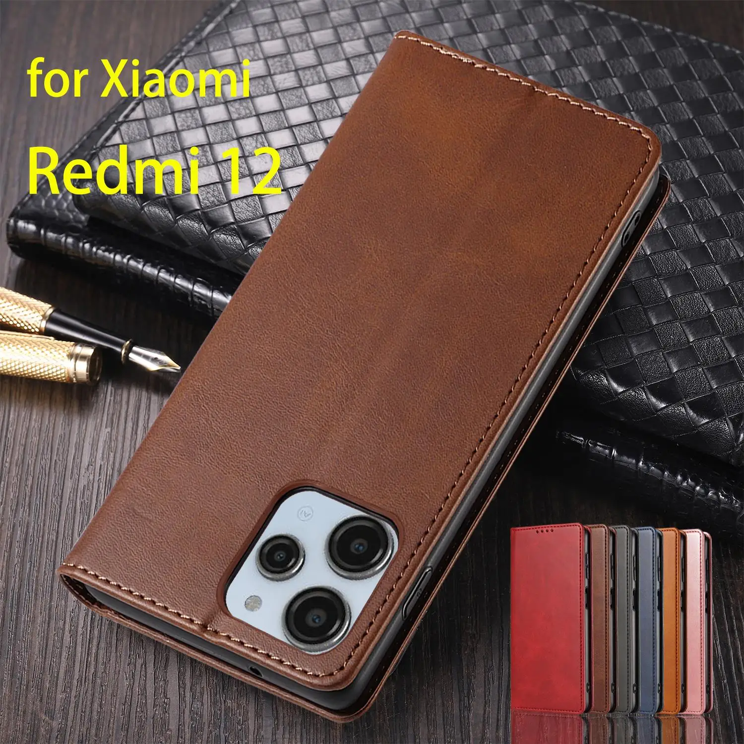 Magnetic-Attraction-Cover-Leather-Case-for-Xiaomi-Redmi-12-Redmi12-5G ...