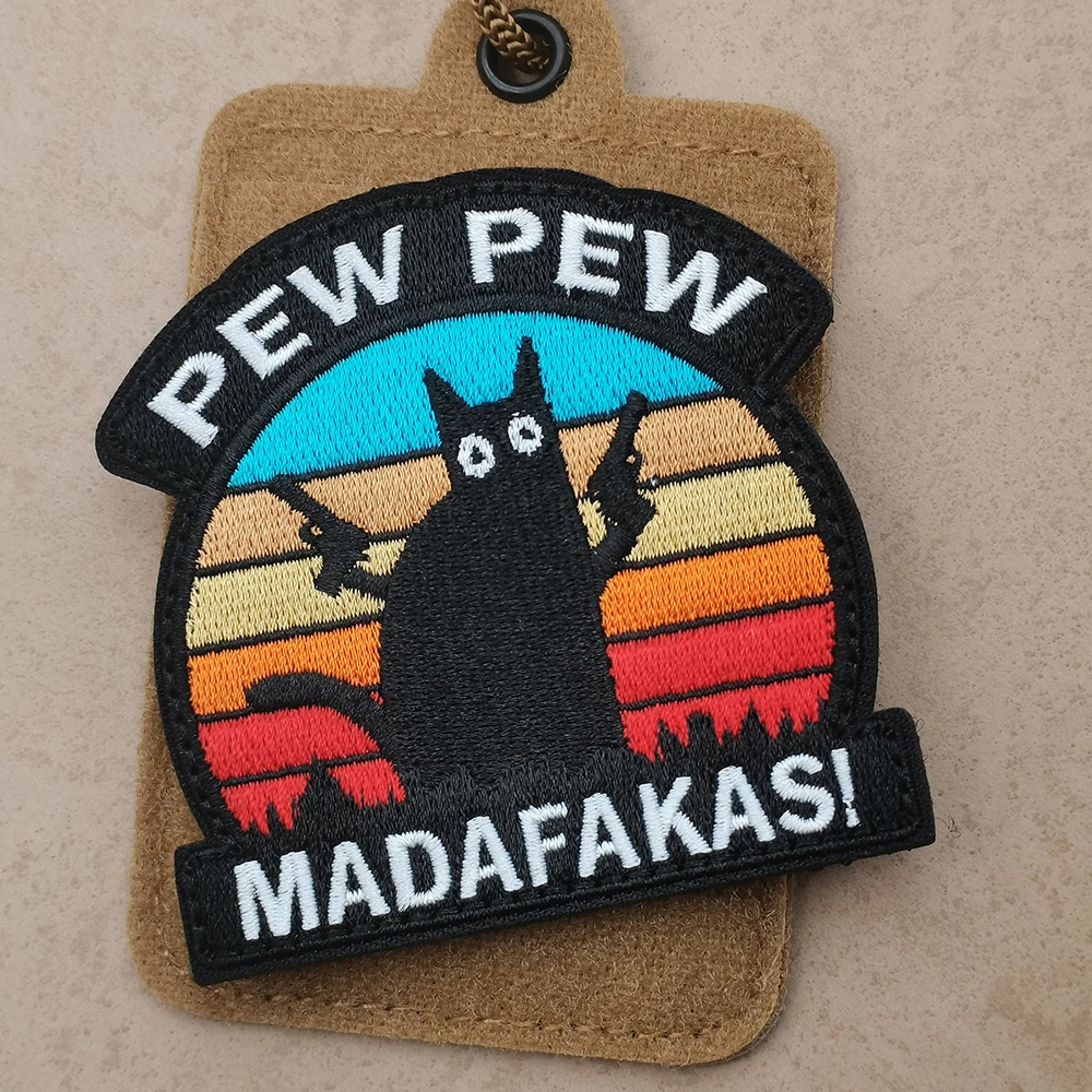 PEW-PEW-MADAFAKAS-Black-Cat-Hold-Double-Black-Gun-Patch-Tactical-Animal ...