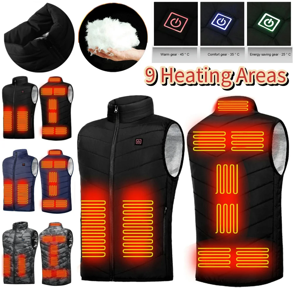 Men Women Winter Warm Heating Jackets 9 Heating Areas Smart Electric ...