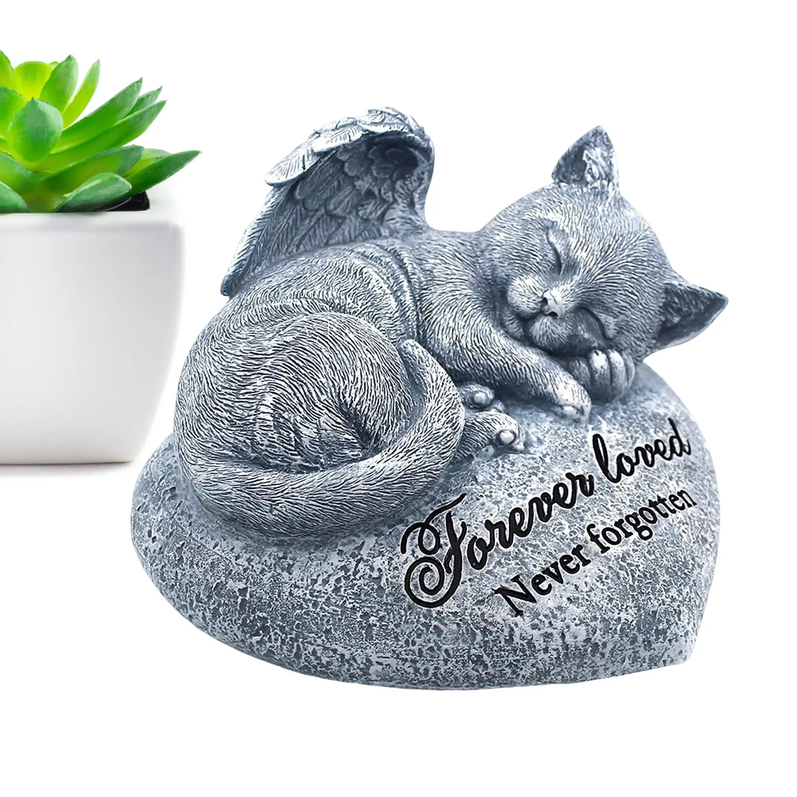 Resin-Angel-Cat-Memorial-Statue-Sleeping-Cat-Garden-Sculpture-Outdoor ...