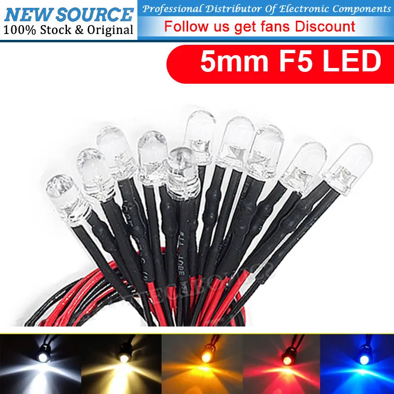 10PCS-5mm-LED-12V-20cm-Pre-wired-White-Red-Green-Blue-Yellow-UV-RGB ...