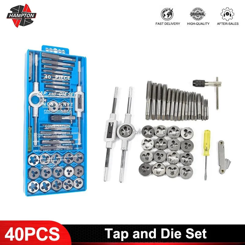 Hampton 40pcs Alloy Steel Imperial Thread Tap And Die Set For Metal ...