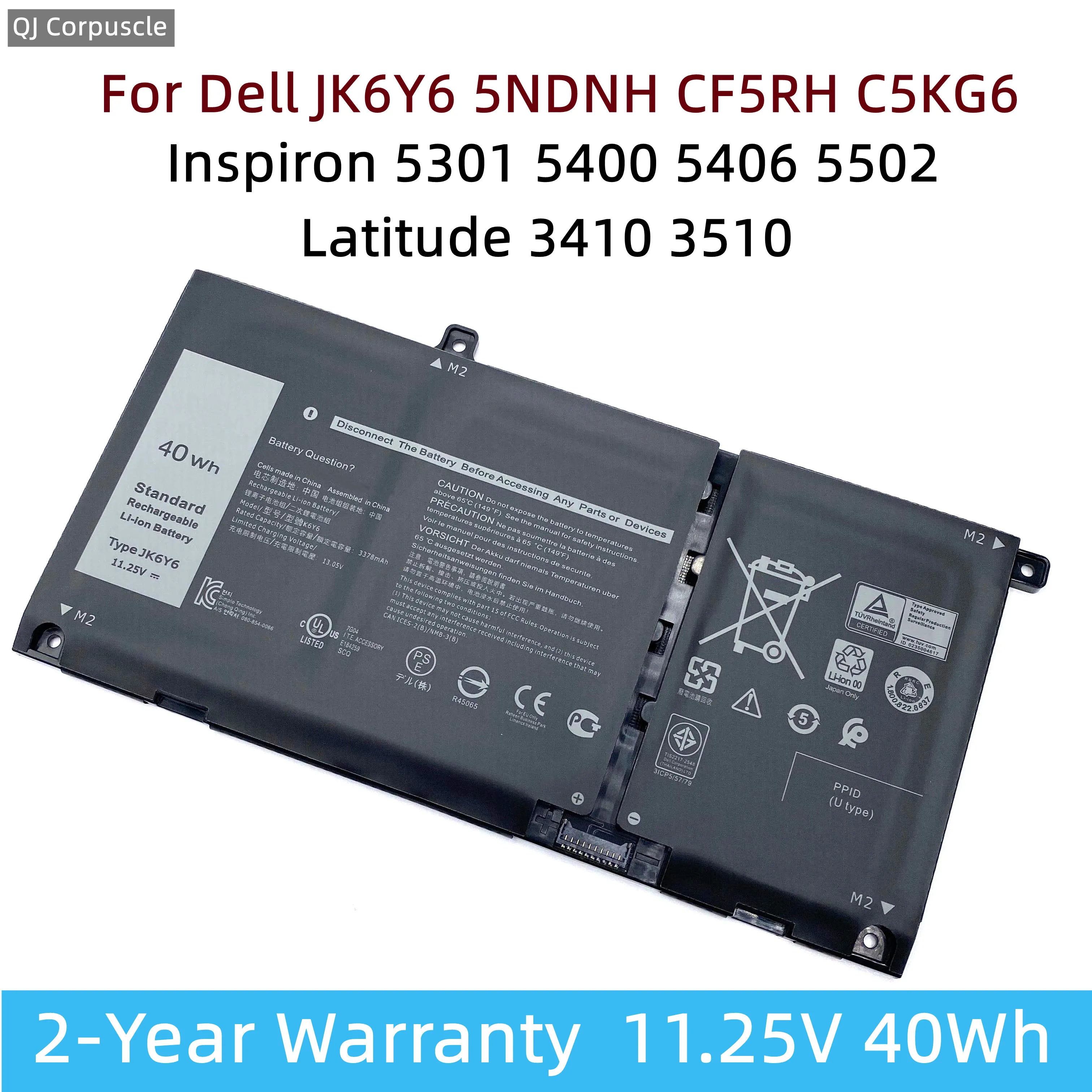 JK6Y6-Bater-a-de-40Wh-para-ordenador-port-til-pieza-para-Dell-5NDNH ...