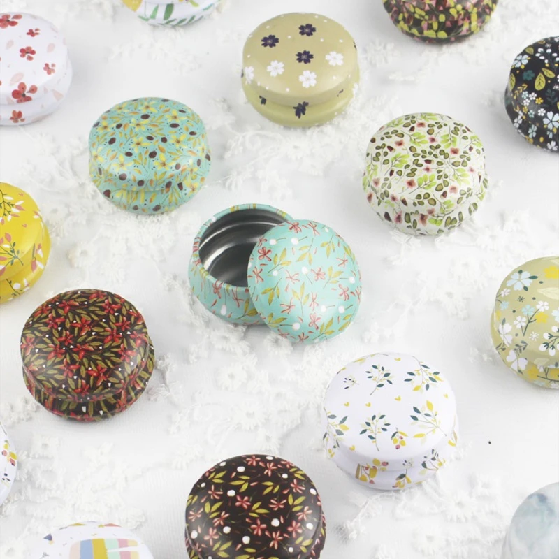 1PC NEW Mini Elegant Flower Tin Box DIY Candle Jar Balm Round Empty ...