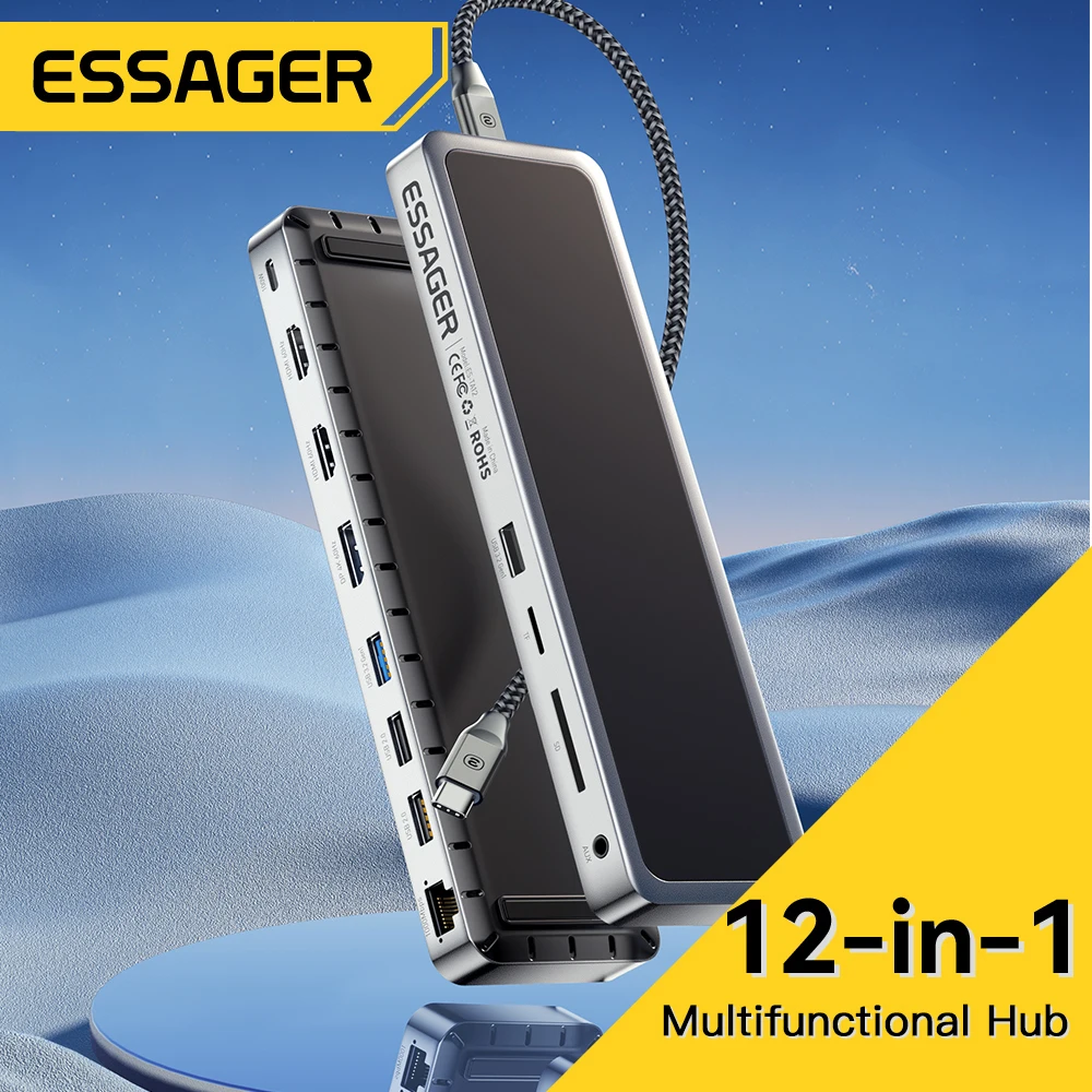 Essager 12 in 1 USB Type C Hub 4K 60HZ Laptop Docking Station HDMI ...