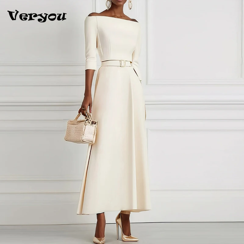 Elegant Party Dresses For Women One Shoulder Half Sleeve High Waisted A ...