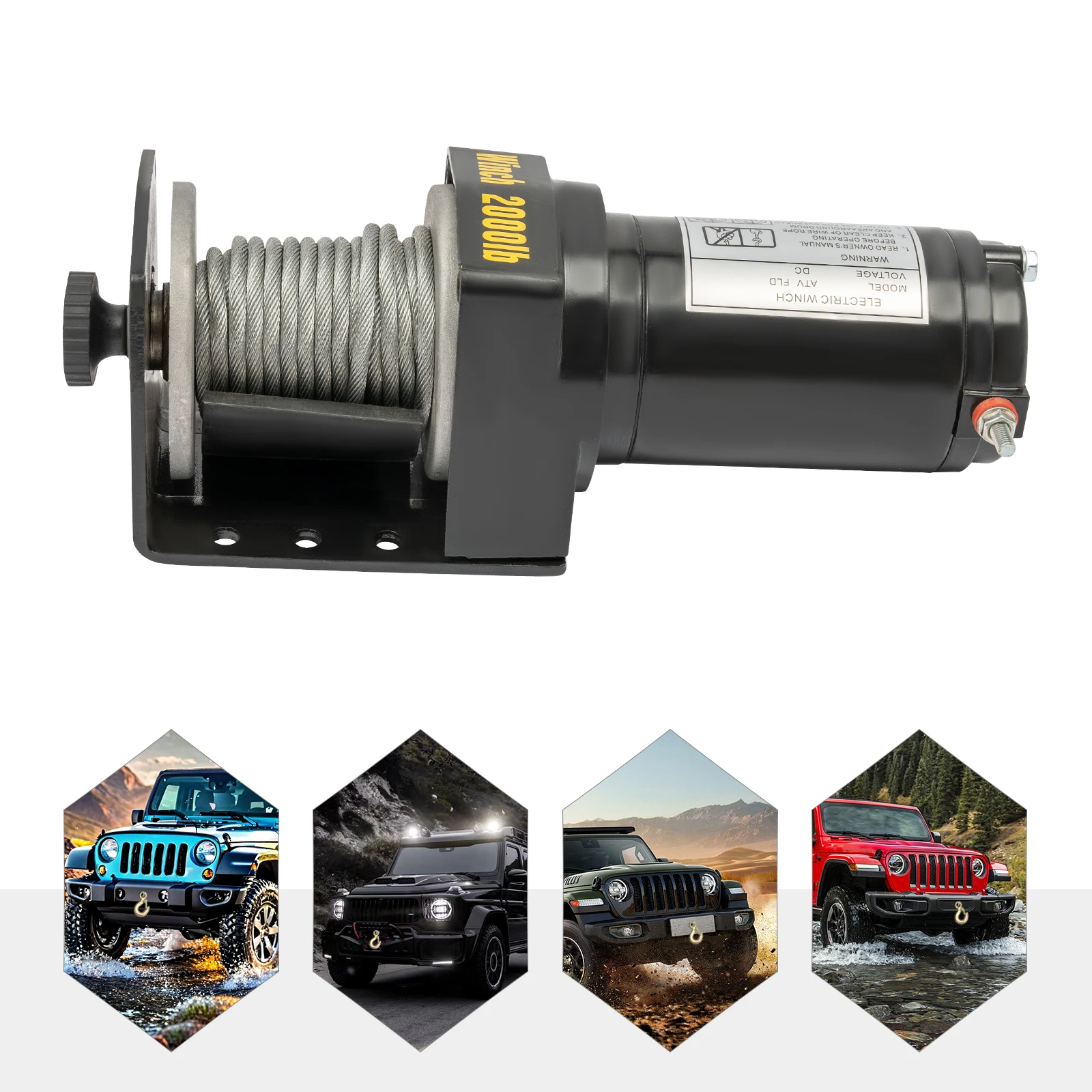 0.4KW Electric Winch DC12V, Black Electric Lifting Device IP67 ...