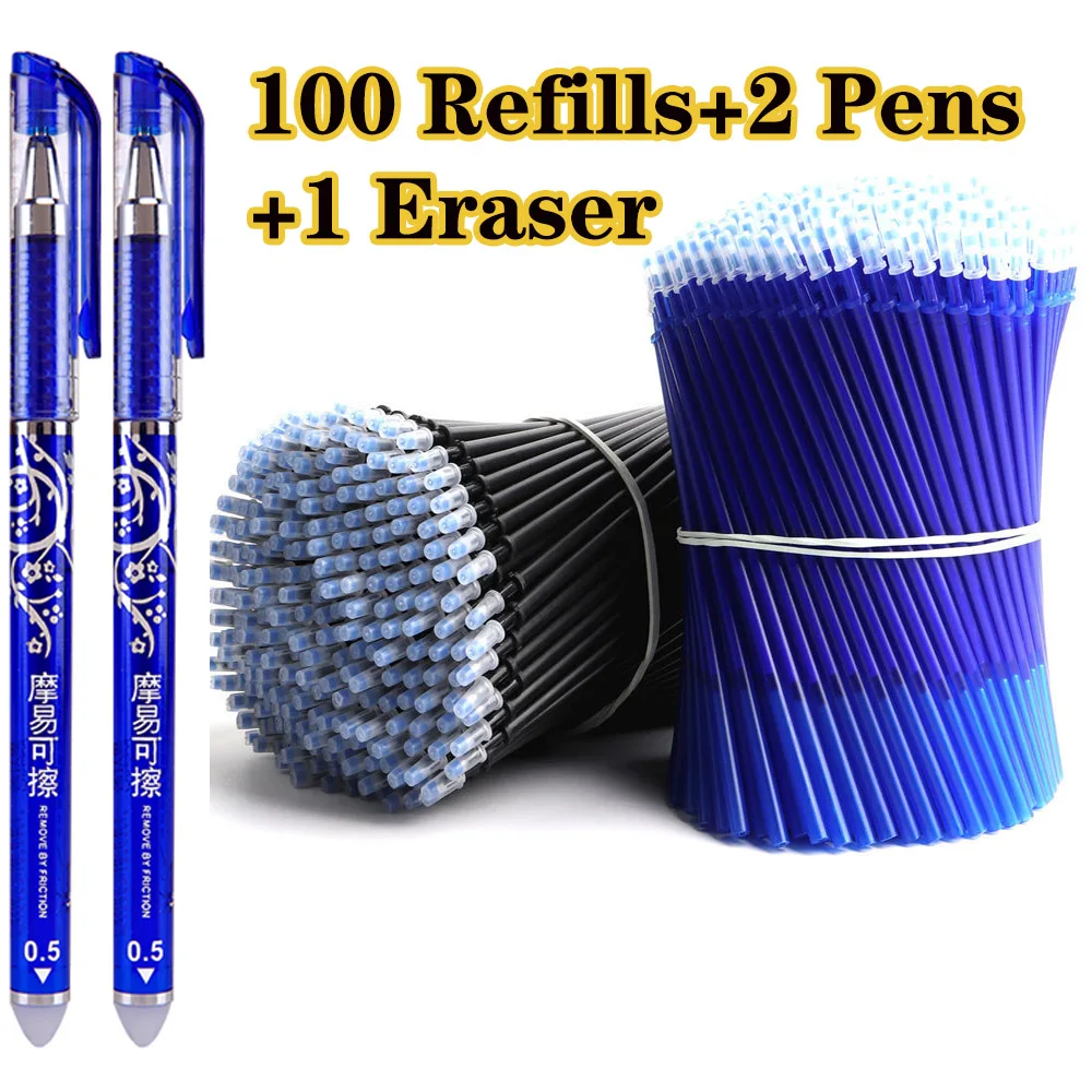 100-Refills-2-Erasable-Pen-Eraser-Set-0-5mm-Washable-Handle-Magic-Gel ...