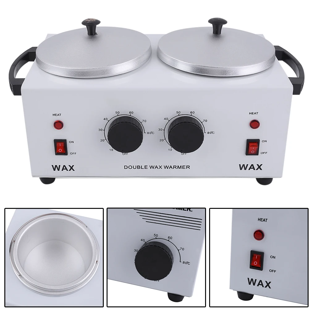Double-Pot-Wax-Heater-Electric-Hair-Removal-Tool-Wax-Machine-Hands-Feet ...
