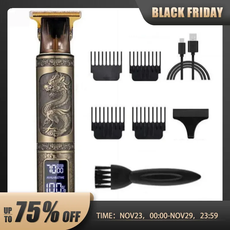 Mens-Electric-Hair-Trimmer-USB-Rechargeable-LCD-Display-Dragon-Razor ...