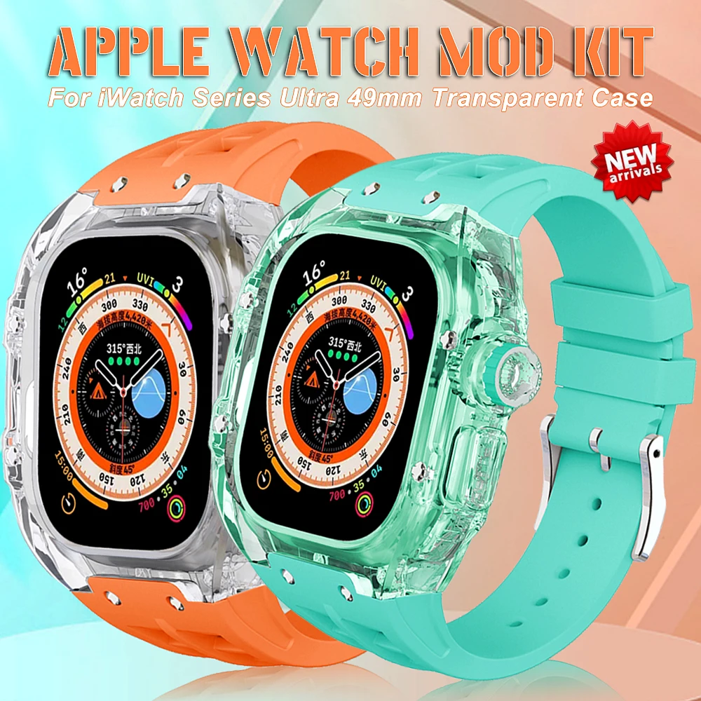 Luxury Modification Kit For Apple Watch 49mm Ultra Transparent Case For ...