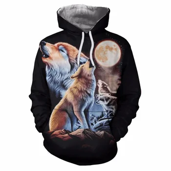 Sudaderas con capucha con estampado 3D de lobo para hombres y mujeres ...