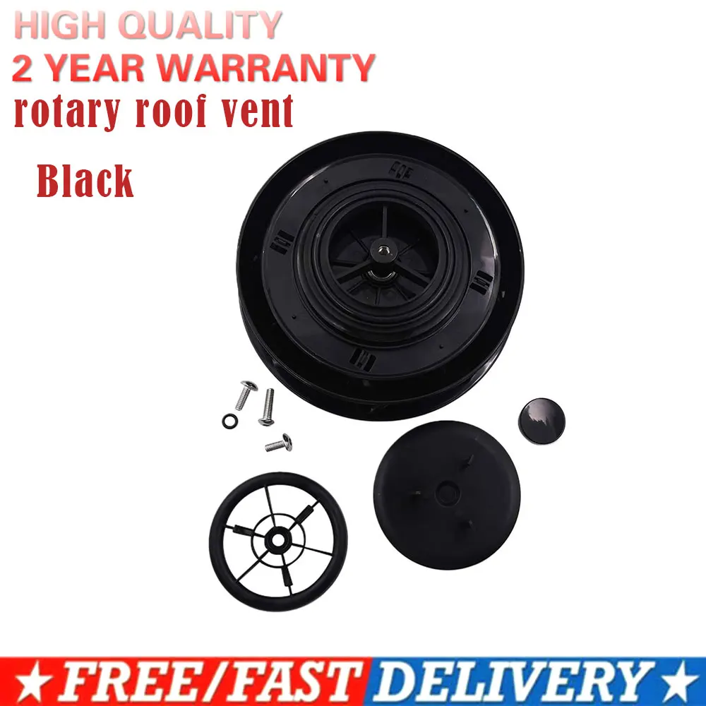 Black-Wind-Driven-Van-Vent-Spinning-Roof-Fan-Low-Profile-Rotary-Dog ...