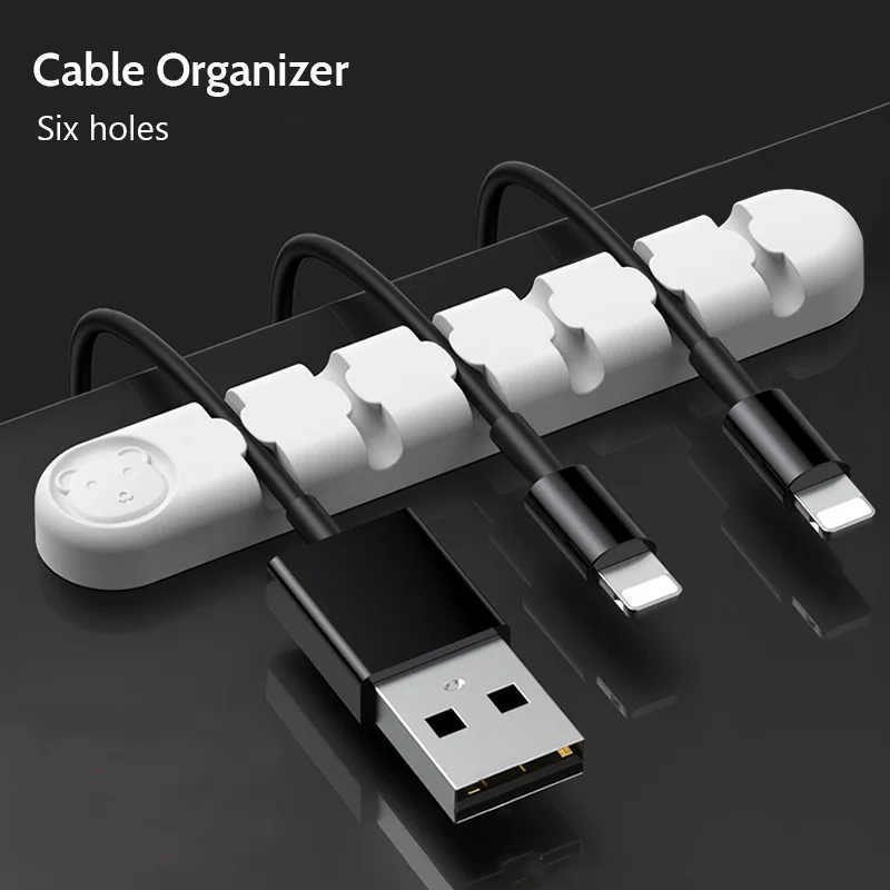 Cable Organizer Silicone USB Cable Winder Desktop Tidy Management Clips ...