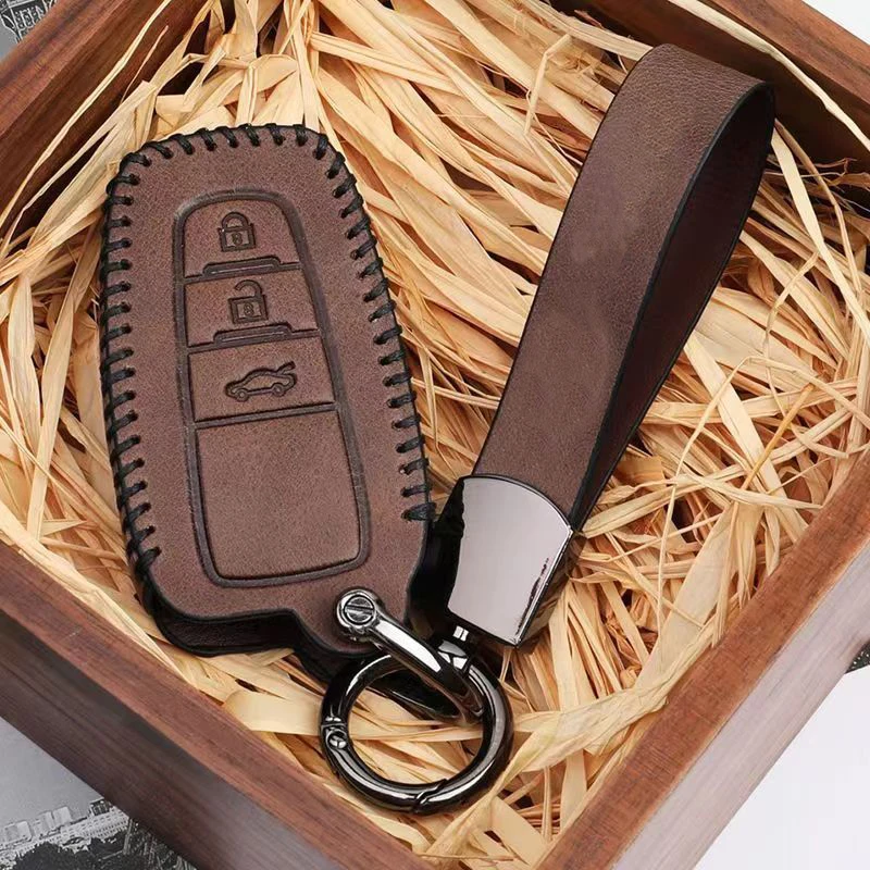 Genuine-Leather-Car-Key-Case-for-Toyota-Prius-Camry-Corolla-C-HR-RAV4 ...