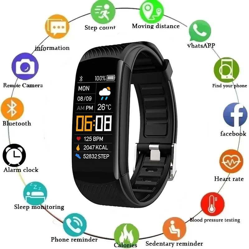 Smart-Wristband-Waterproof-Sport-Bracelet-Fitness-Tracker-Connect-Heart ...