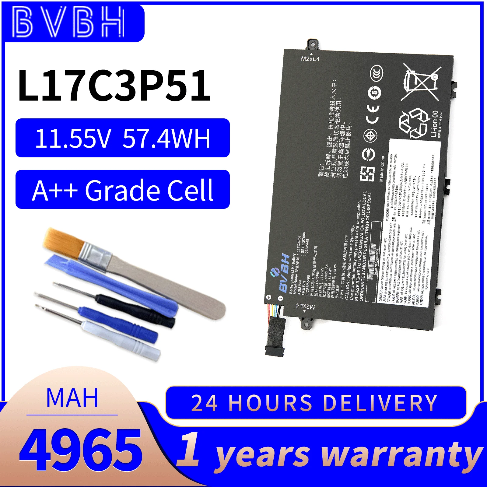 BVBH L17C3P51 L17M3P51/L17M3P52 Laptop battery For Lenovo ThinkPad E480 ...