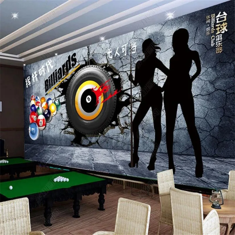 Billiard Table With Unique Wall Design