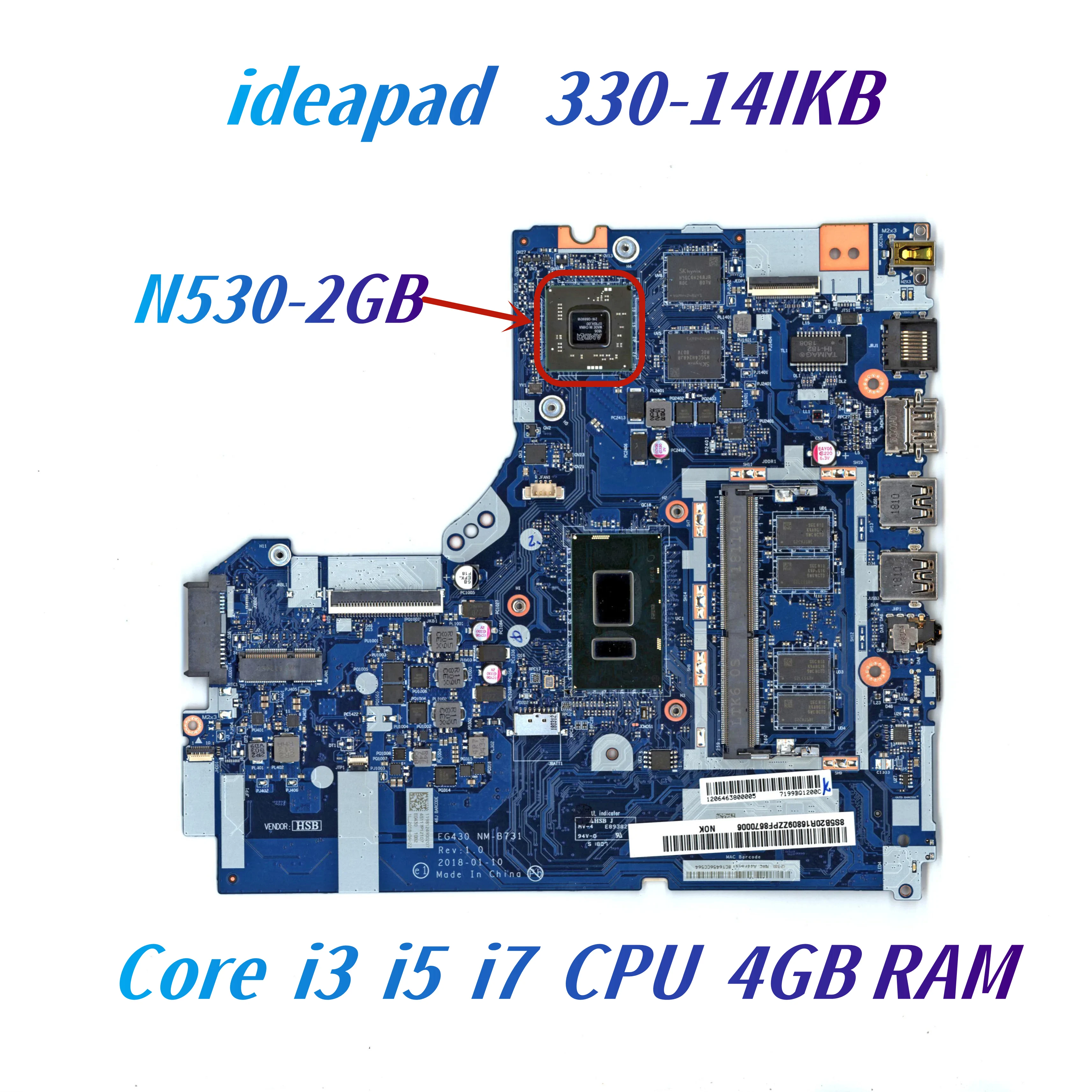 EG430-NM-B731-For-Lenovo-Ideapad-330-14IKB-Laptop-Motherboard-With-i3 ...