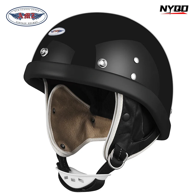 AMZ-Men-Cruise-Retro-Motorcycle-Japanese-Motorcycle-Helmet-Winter-Half ...