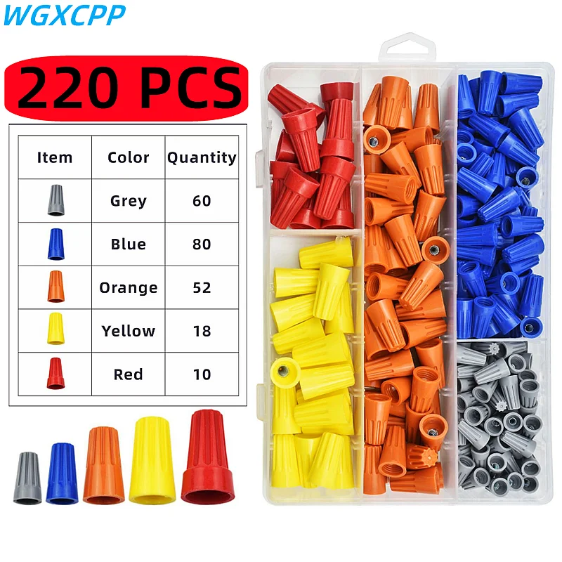40-220-PCS-Quick-Connector-Spring-Cap-Cable-Wire-Connector-Crimp-End ...