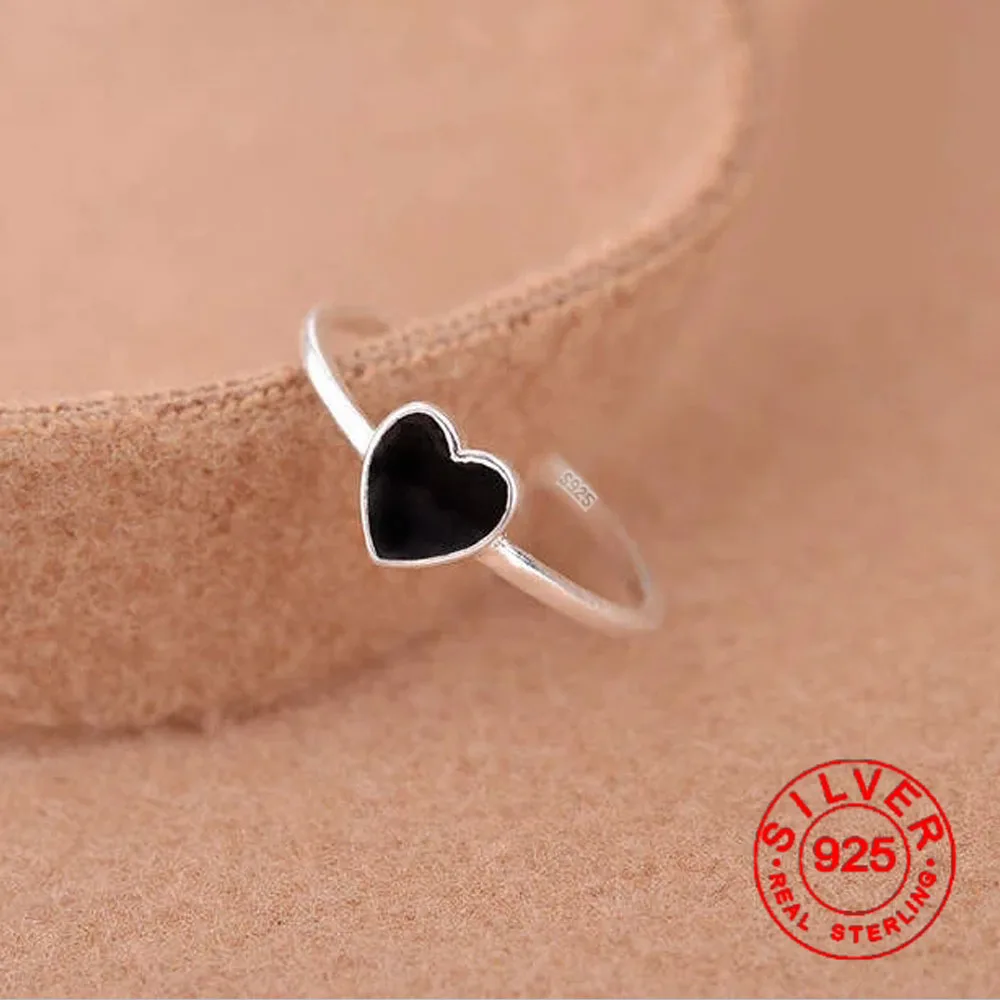 Fashion-Silver-Color-Black-Square-Rings-For-Women-Girls-Bijoux ...