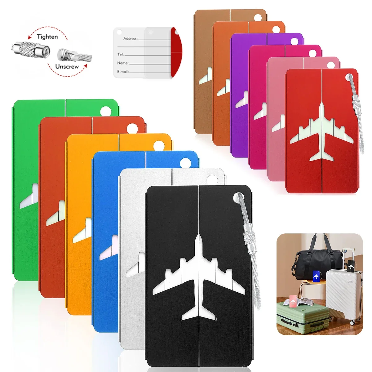 Aluminum Alloy Travel Luggage Tag Hanging Tag Suitcase Tag Plane With ...