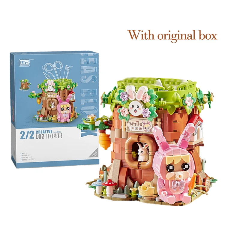 아이디어 크리에이티브 LOZ 미니 펜 홀더 빌딩 블록 장난감, 귀여운 핑크 토끼 동물 장식 세트, 벽돌 DIY 크리스마스 장난감 ...