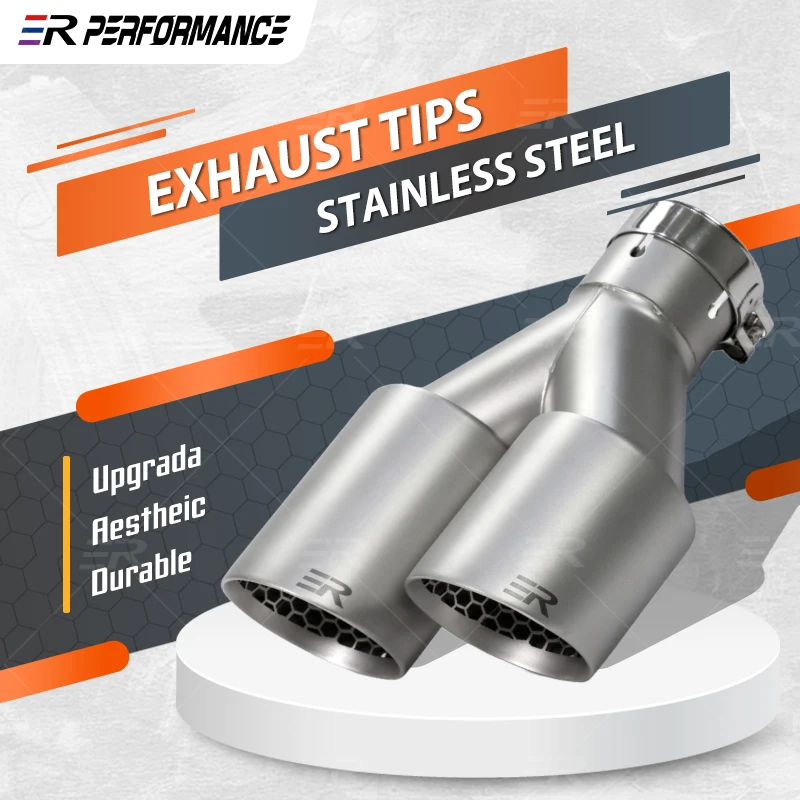 1Pcs Double Matte Stainless Steel Car Muffler Tip Exhaust Tip System ...
