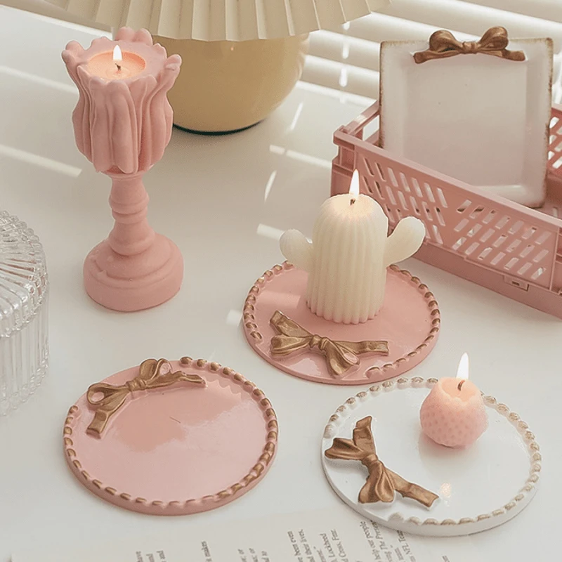 Candle-Tray-Ins-Bow-Candle-Holder-Round-Square-Aromatherapy-Candle-Pad ...