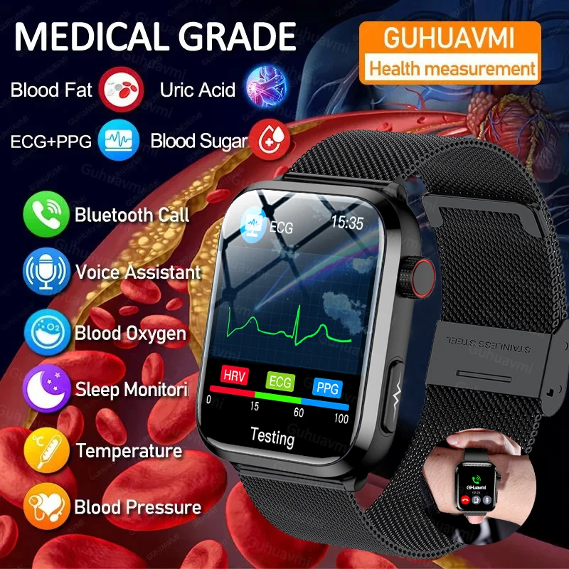 Medical-Grade-Smart-Watch-Blood-Sugar-Blood-Lipid-Uric-Acid-ECG ...