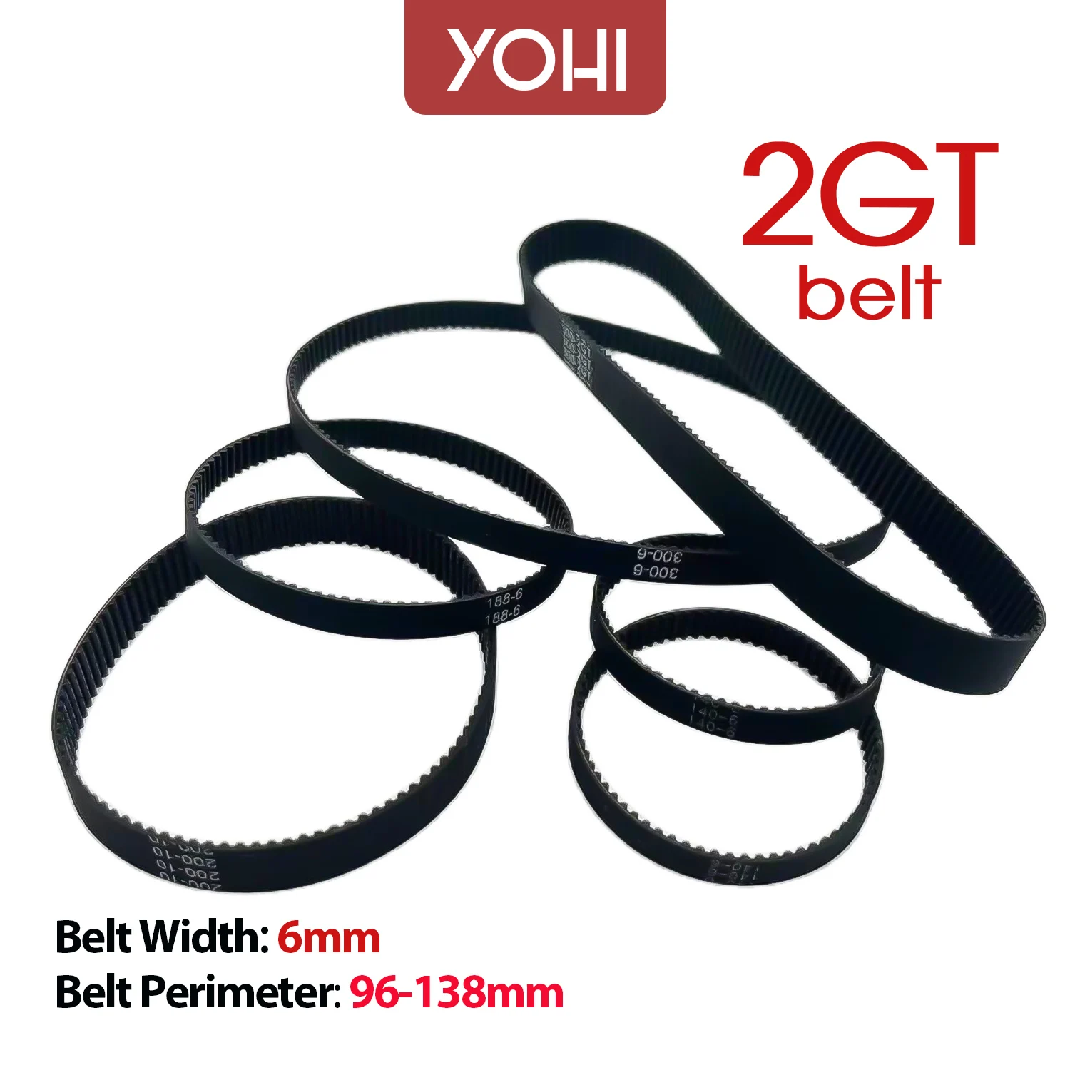 Yohi GT2 Timing Belt Pitch Length 96/98/100/124/126/128/130/132/134/136 ...