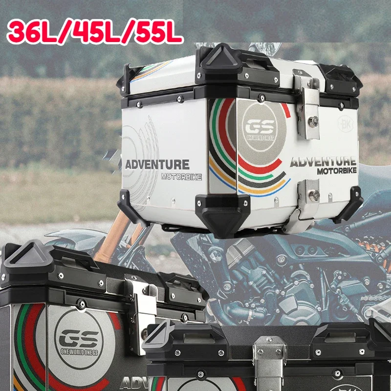 36/45L/55L Universal Motorcycle Aluminum Alloy Rear Trunk Luggage Case ...