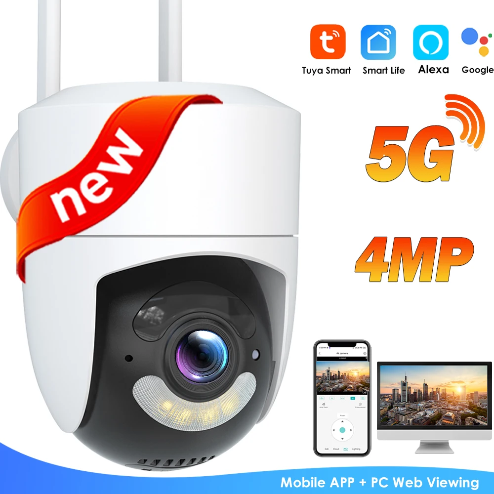 5G WiFi Tuya IP Camera 2K 4MP Security Camera Outdoor Smart Home Alexa ...