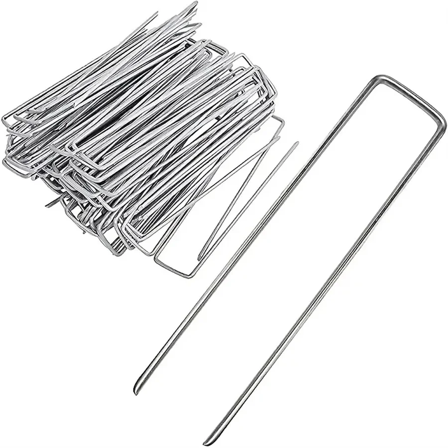 50 U-Shaped Garden Staples: Heavy Duty Landscape & Garden Securing Pins ...