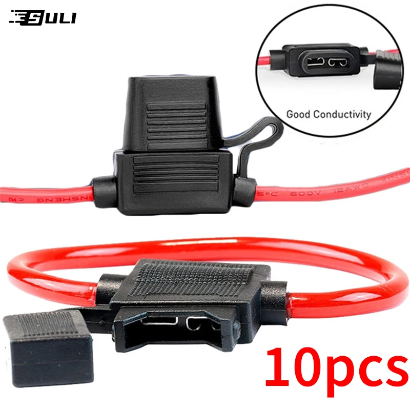 10Pcs-In-Line-Car-Mini-Blade-Adapter-Fuse-Holder-Splash-proof-for-12V ...