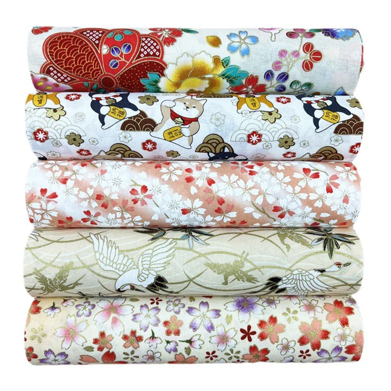 5pcs-Japanese-Printed-Fabric-Quilting-Handmade-Patchwork-Cartoon-Cotton ...