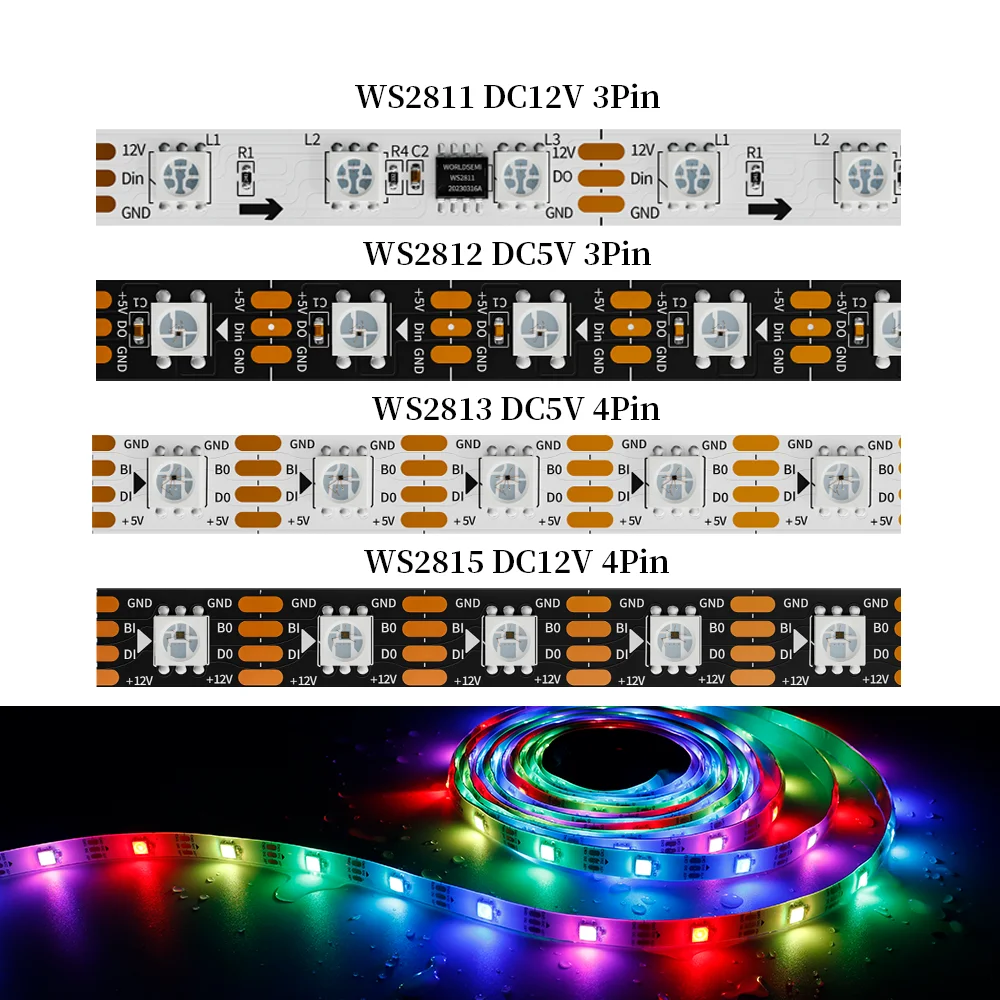 60-74-96-144led-Individually-Addressable-led-strip-light-WS2812-WS2811-WS2813-WS2815-RGBIC ...