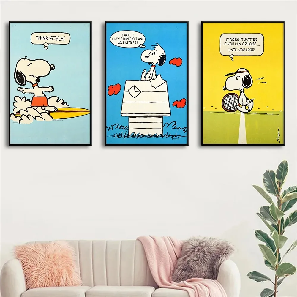 Snoopy-Cartoon-Comic-Canvas-Poster-Print-Vintage-Wall-Art-Funny ...