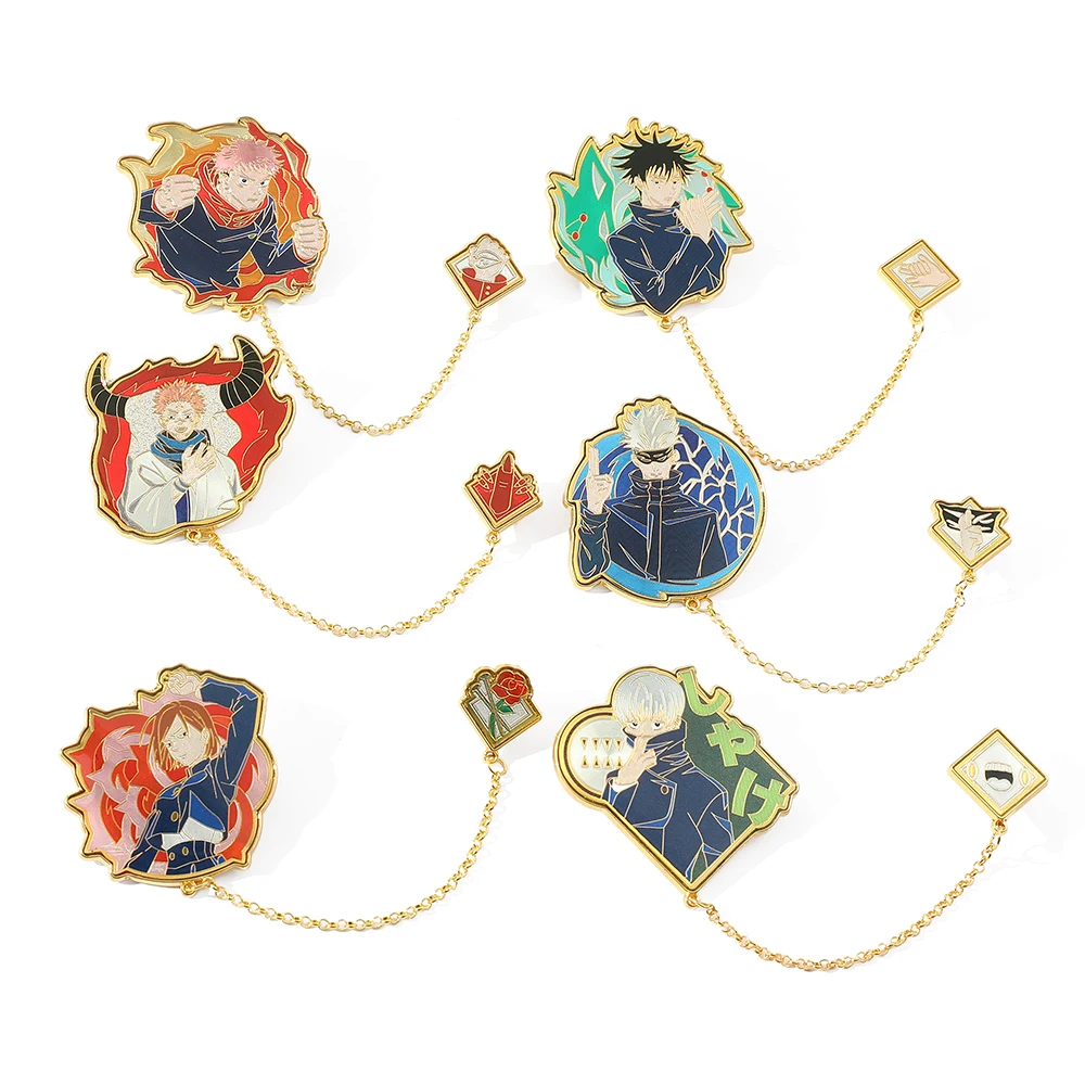 Anime-Jujutsu-Kaisen-Chain-Style-Enamel-Brooch-Cartoon-Figure-Satoru ...