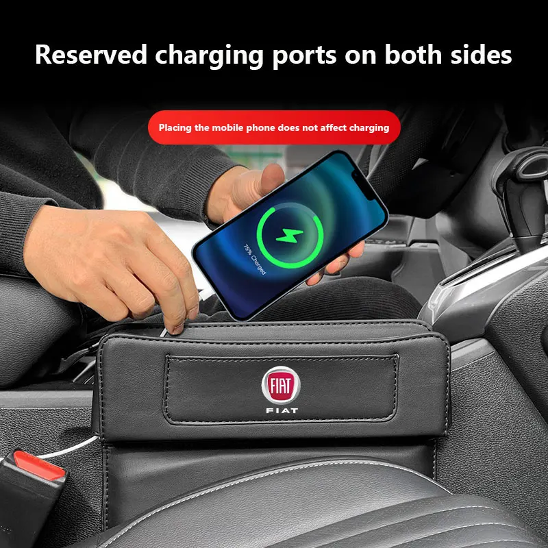 Leather-Car-Seat-Crevice-Storage-Box-Slit-Gap-Filler-For-Fiat-Punto-500 ...