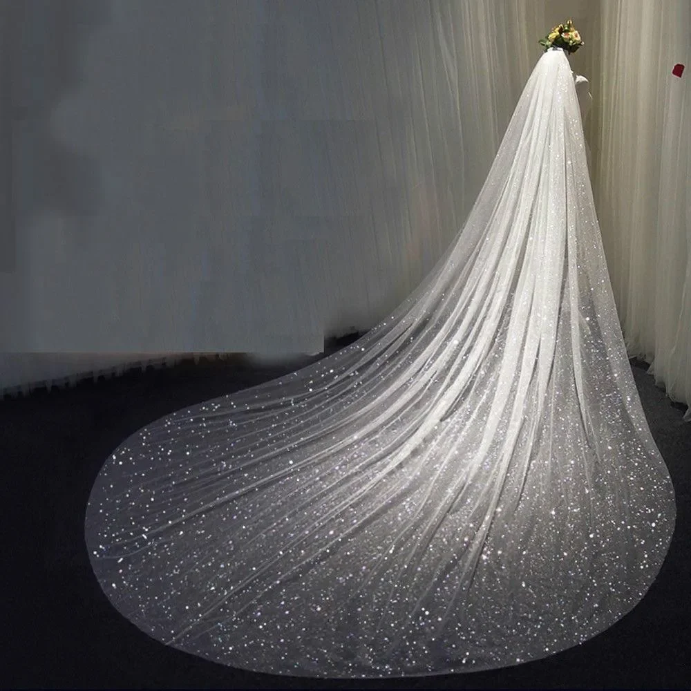 Sparkly Bling Bling Bridal Wedding Veils Bridal Veils Long Cathedral ...