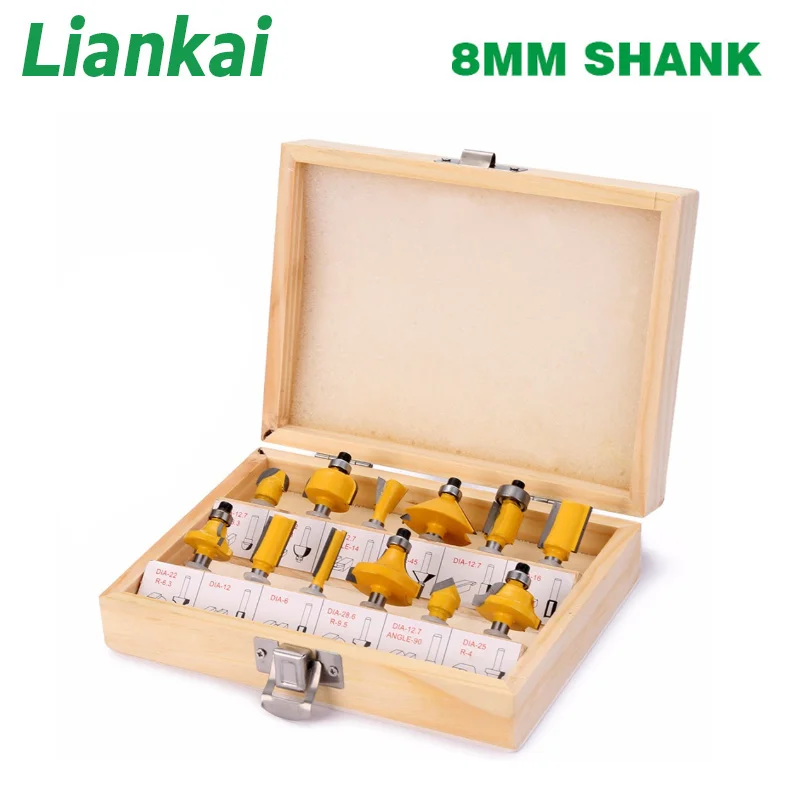 Liankai-12pcs-8mm-Router-Bit-Set-Trimming-Straight-Milling-Cutter-Wood ...