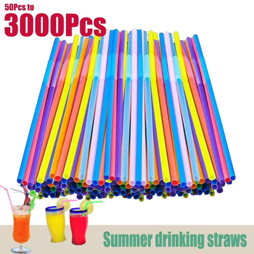 50-3000PCS-Colorful-Drinking-Straw-Multicolor-Milk-Tea-Party-Bar-Home ...