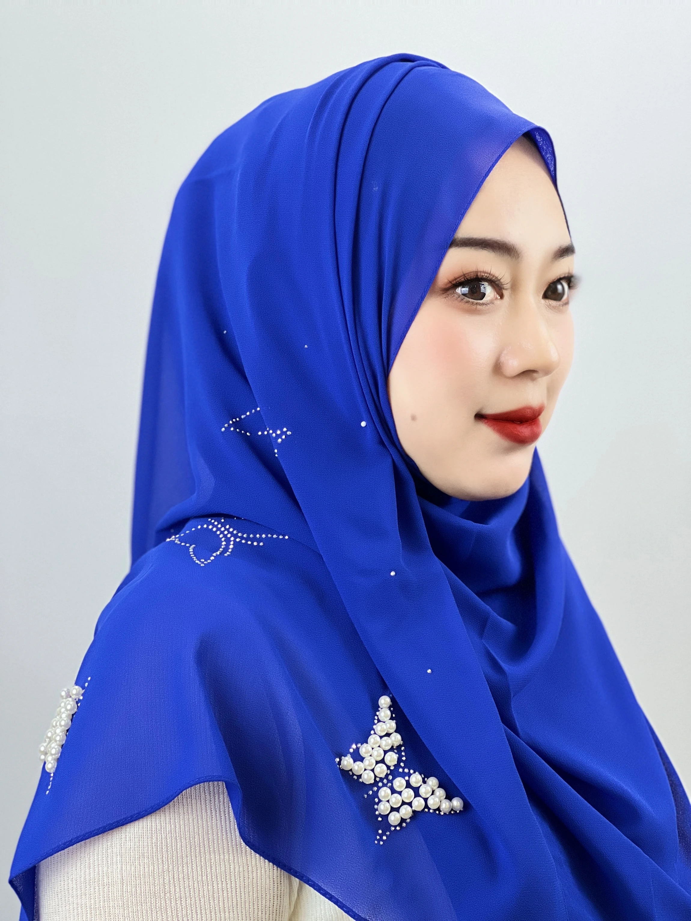 Muslim-Beaded-Butterfly-Turban-Ladies-9-Colors-Shawl-Chiffon-Robe-Dress ...